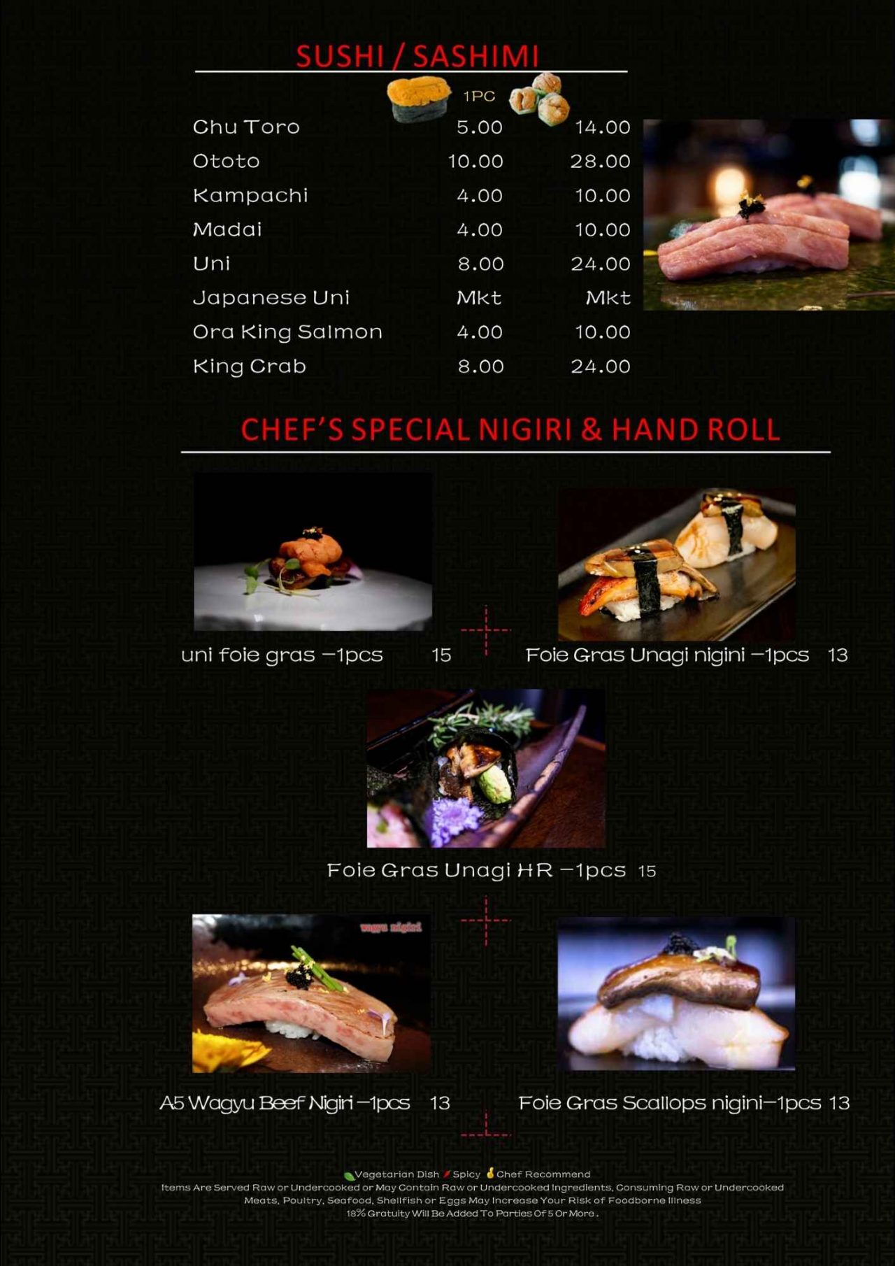 Menu | Akiko Sushi